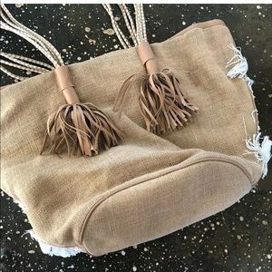 SHASHI | Bags | Shashi Belly Tote Natural Tassel Beige Boho | Poshmark